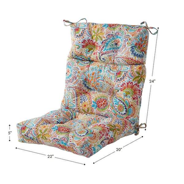Greendale 44x22-inch Painted Paisley Outdoor High Back Chair Cushion ...