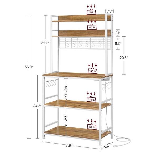 Versatile Bakers Rack with Power Outlet, Efficient Kitchen Storage ...