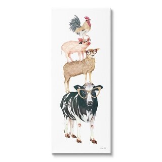 Stupell Stacked Farm Animals Wearing Glasses Stretched Canvas Wall Art ...