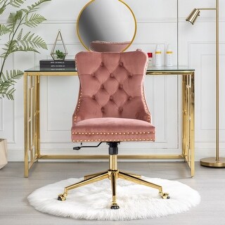 Velvet Upholstered Office Chair,Computer Desk Chair with Tufted Button ...