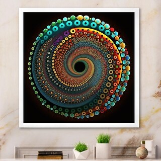 Designart "Iridiscdent Pointillism Spiral Turquoise Shades I" Modern ...