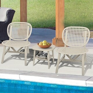 3 Pieces Patio Table Chair Set All Weather Conversation Sets, Bistro ...