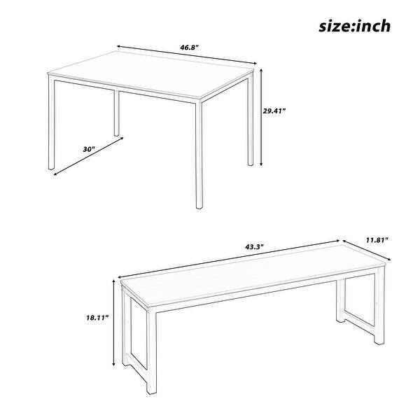 Modern Black Wood 3-Piece Dining Set with Two Benches - Bed Bath ...
