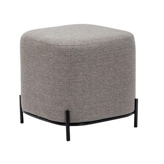 Modern Square Ottoman Footstool with Metal Base Legs, Gray Fabric - Bed ...