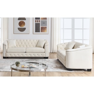 Velvet Sectional Sofa Sets Button Tufted Lounge Loveseat Couch Sets ...