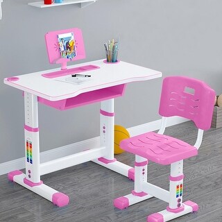 Kids Desk and Chair Set Height Adjustable Ergonomic Children's School ...