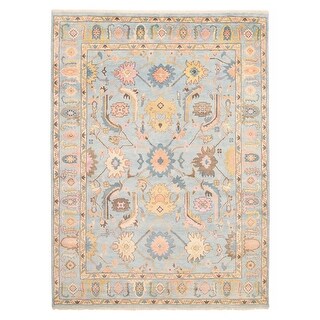 ECARPETGALLERY Hand-knotted Modern Oushak Light Blue Wool Rug - 8'10 x ...
