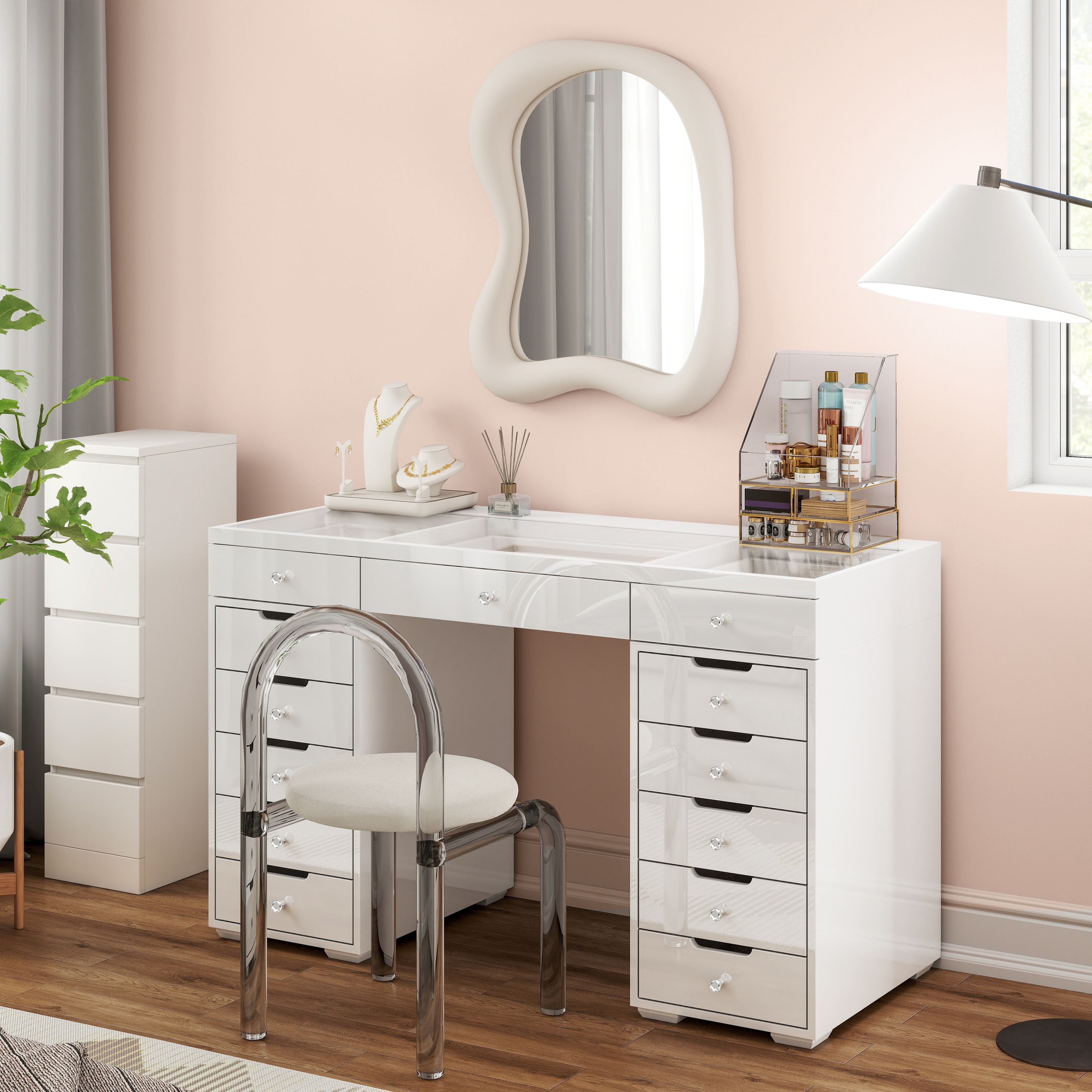 white vanity table