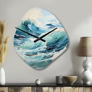 Watercolor Storm Coastal Ocean II - Coastal Ocean Large Wall Clock in ...