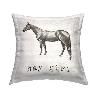 Stupell Hay Girl Funny Horse Farmhouse Printed Outdoor Throw Pillow ...