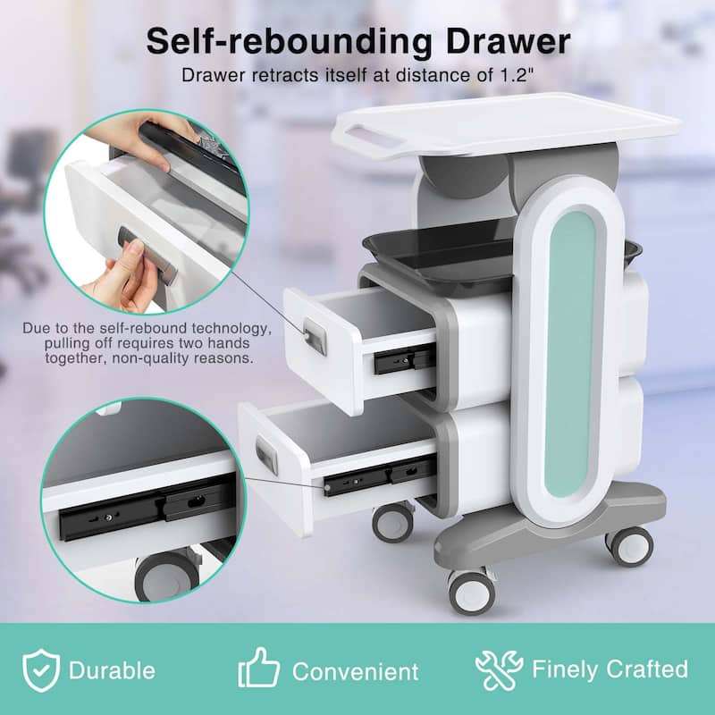 Mobile Medical Trolley Cart 130 Lbs Load Portable Professional Cart for ...