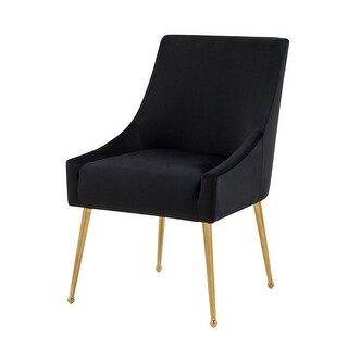 Cid 25 Inch Modern Fabric Dining Chair, Set of 2, Black Velvet And Gold ...