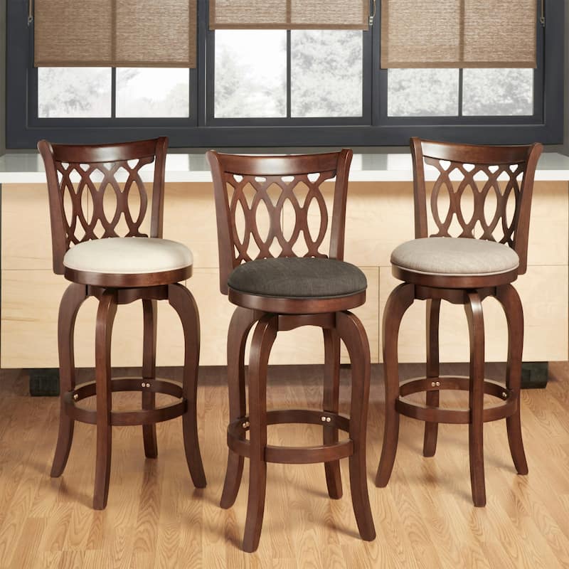 Verona Panel Back Linen Swivel 29-inch High Back Bar Stool by iNSPIRE Q ...