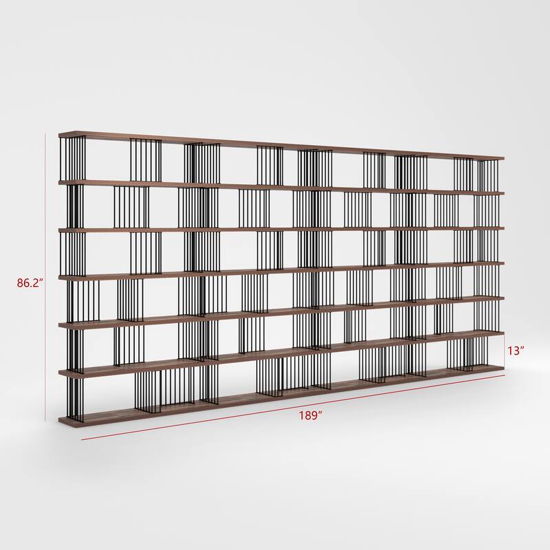 Davee Antique Walnut Color Large 6-Tiers Size Display Library and Wall ...