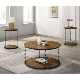 Furniture of America Halien Modern 3-Piece Metal Round Coffee Table Set ...