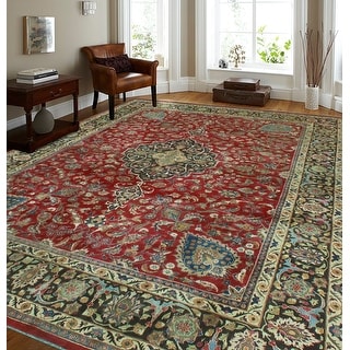 Fine Vintage Distressed Mariyam Red/Charcoal Rug - 9'7" x 12'10" - Bed ...