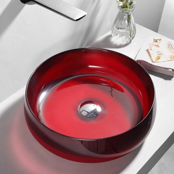 Modern Red Crystal Vessel Resin Solid Surface Bathroom Sink - D15.7 ...