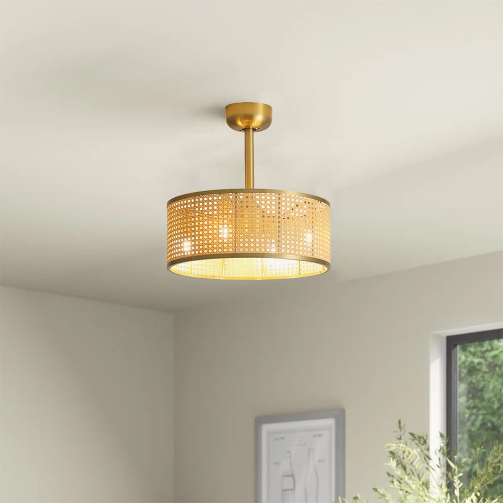 5-Light Gold Caged Reversible Ceiling Fan with Remote Control - On Sale ...