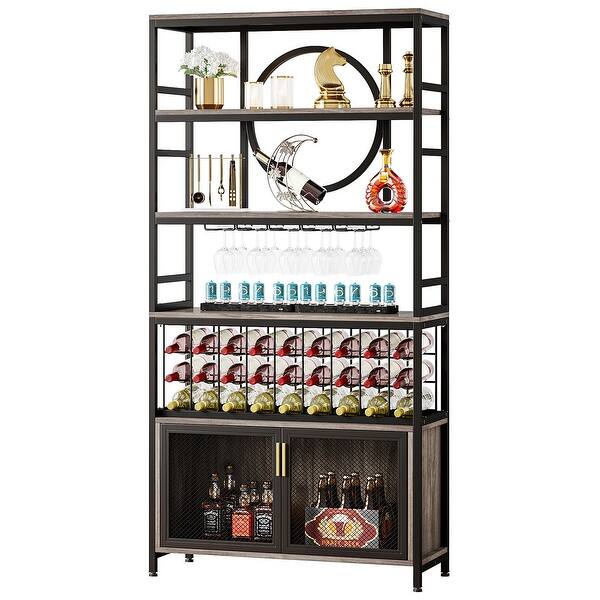 27-Bottle ine Bar Cabinet 75 Inch Tall Wine Rack Table for Living Room ...