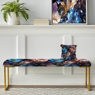 Designart - Blue And Pink Opulent Crystal Flowers - Marble Upholstered ...