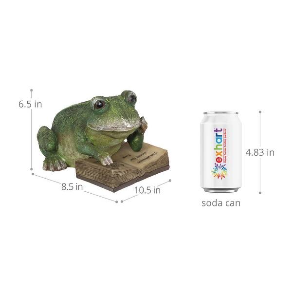 Exhart Solar Reading Frog with Book Garden Statue, 10 by 7 Inches - Bed ...