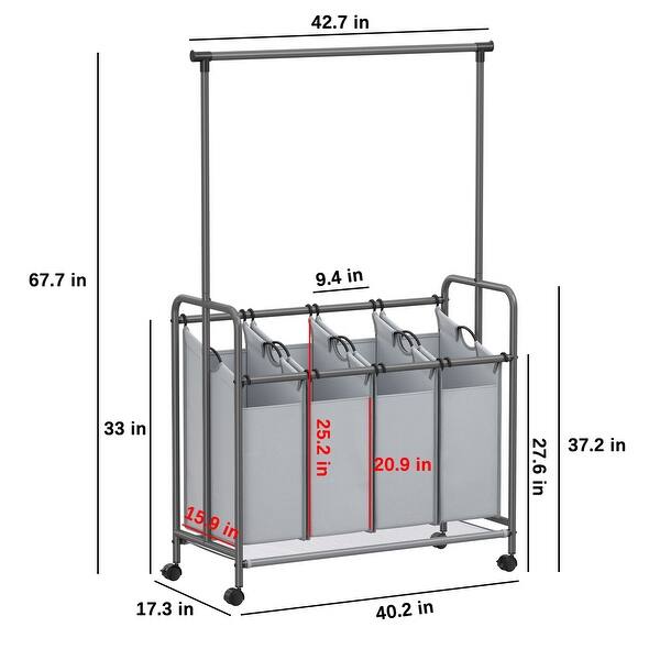 4-Section Rolling Laundry Sorter with Hanging Bar - Bed Bath & Beyond ...