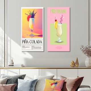 Designart - Puerto Rico Pina Colada Cocktail I - Cocktails Wall Art Set ...