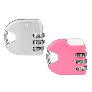 2pcs 3 Digit Combination Padlock 3.2mm Shackle Zinc Alloy Lock - Silver ...