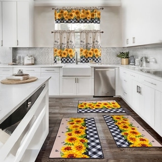 Cucina Sunflower Plaid 3PC Kitchen Rug Set - 3-Piece Set - Bed Bath ...