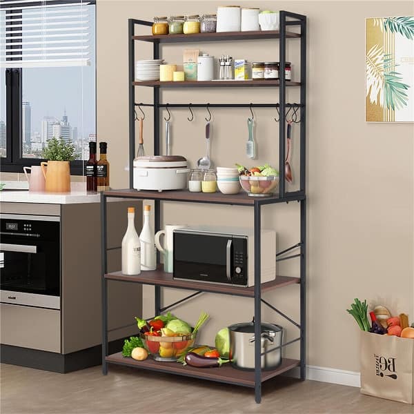 Freestanding Kitchen Utility Storage Shelves Oven Bakers Rack - Bed ...