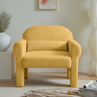 Modern Teddy Fabric Accent Chair Upholstered Arm Chairs with Lumbar ...