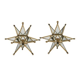 Set of 2 Candle Holders, Golden Star Style Accent Table Decorations ...