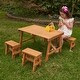 Wooden Outdoor Picnic Table with Three Benches, Kids Patio Furniture ...