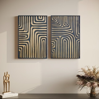 Azure Linea Abstract Metal Modern Art Set - 29.25"H x 19.75"W x 1.25"D ...