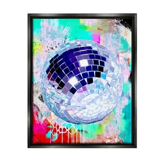 Stupell Disco Ball on Graffiti Framed Floater Canvas Wall Art Design by ...