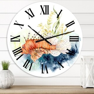 Designart 'Lionfish and Kelp With Coral Reef and Laminaria' Nautical ...