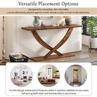 Cross-Leg Design Console Table / Brown Narrow Entryway Table Sofa Table ...
