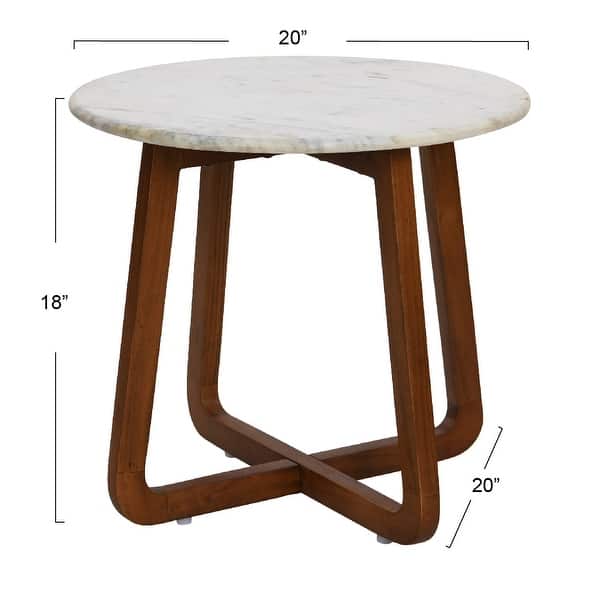 Wood and Marble Trestle End Table - Bed Bath & Beyond - 36911030