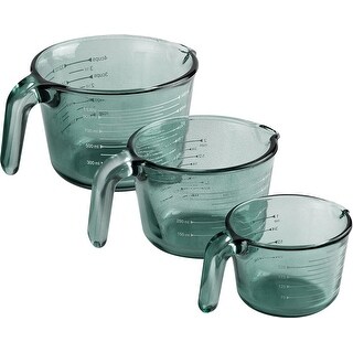 3 Piece Colored Glass Measuring Cup Set - 1 Cup, 2 Cup, 4 Cup Sizes ...