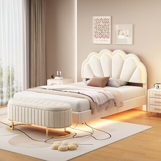 The headboard of this bed frame is padded with high-resilience - Bed ...