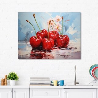 Designart "Fruit Abstract Cherry Expressive II" Food & Beverage Canvas ...