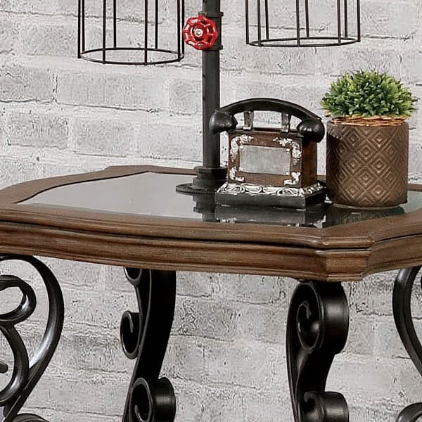 Furniture of America Dist Brown 26-inch Solid Wood 1-shelf Side Table ...