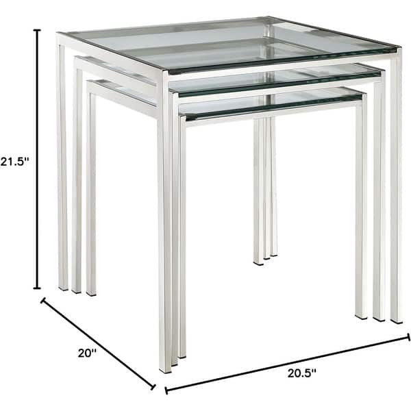Glass & Stainless Steel 3-Piece Nesting Table Set, Silver - Bed Bath ...