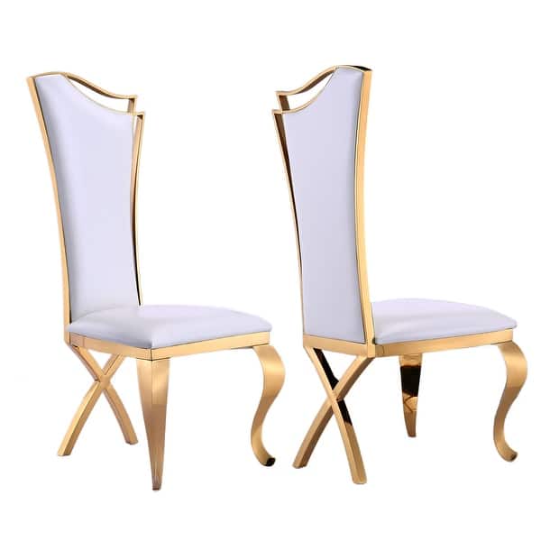 Modern Luxury Dining Room Chairs with High Backs and polished Stainless ...