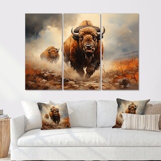 Designart "NatIVe Buffalo Mesmerizing I" Native American Art Canvas Set ...