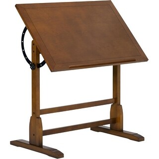 Adjustable Vintage Oak Drafting Table with Pencil Groove, 36''W x 24''D ...