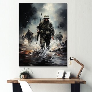 Designart "Army D Day Invasion I" Military Wall Art White - Global ...