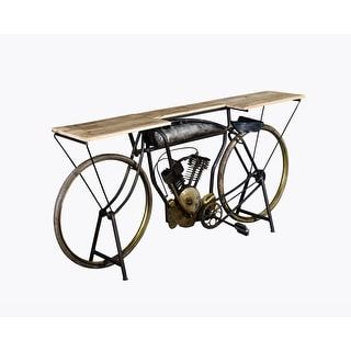 HomeRoots 14" X 76" X 34" Silver Antique Bike Table - Bed Bath & Beyond ...