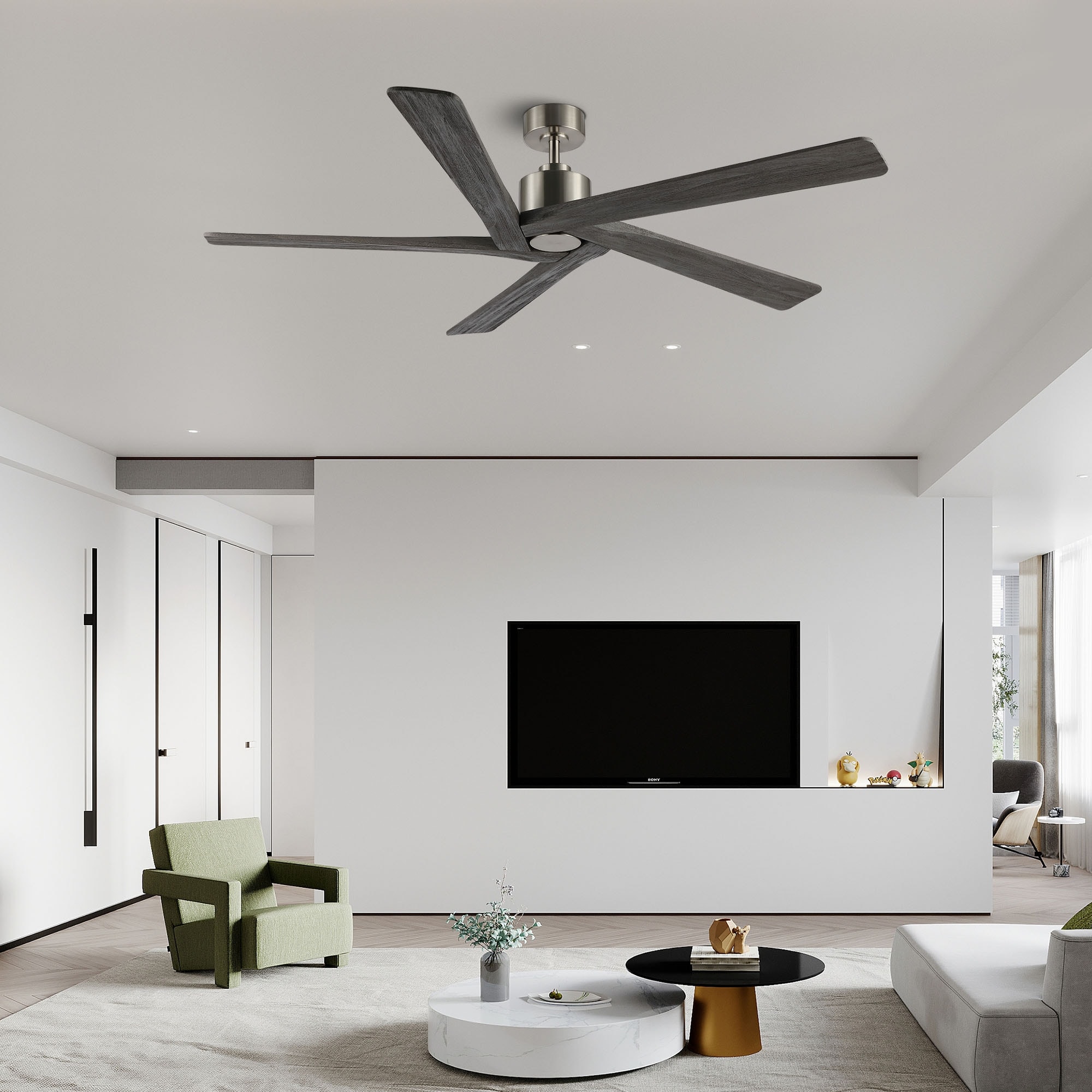 WINGBO 54" DC Flush Mount Ceiling Fan with Light and Remote - N/A - On Sale - Bed Bath & Beyond ...