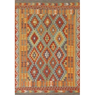 Reversible Geometric Kilim Oriental Area Rug Hand-woven Wool Carpet - 4 ...